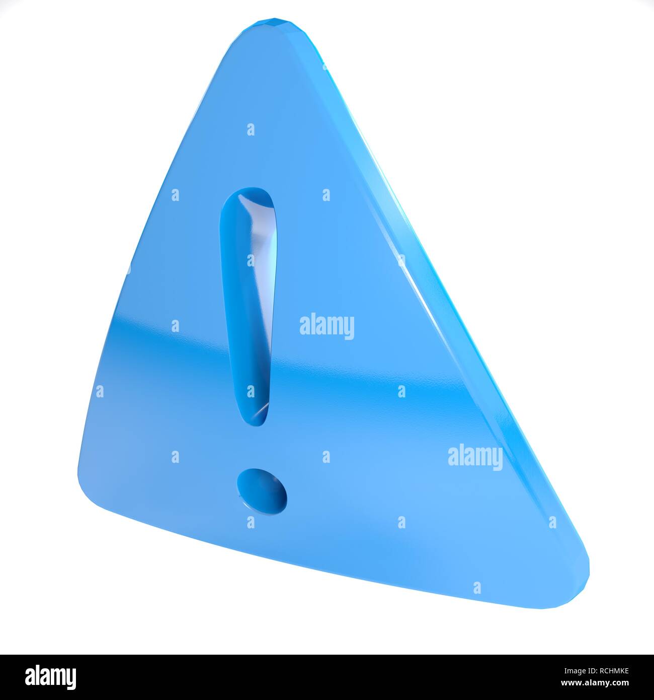 Blue triangle danger sign - 3D rendering illustration Stock Photo - Alamy