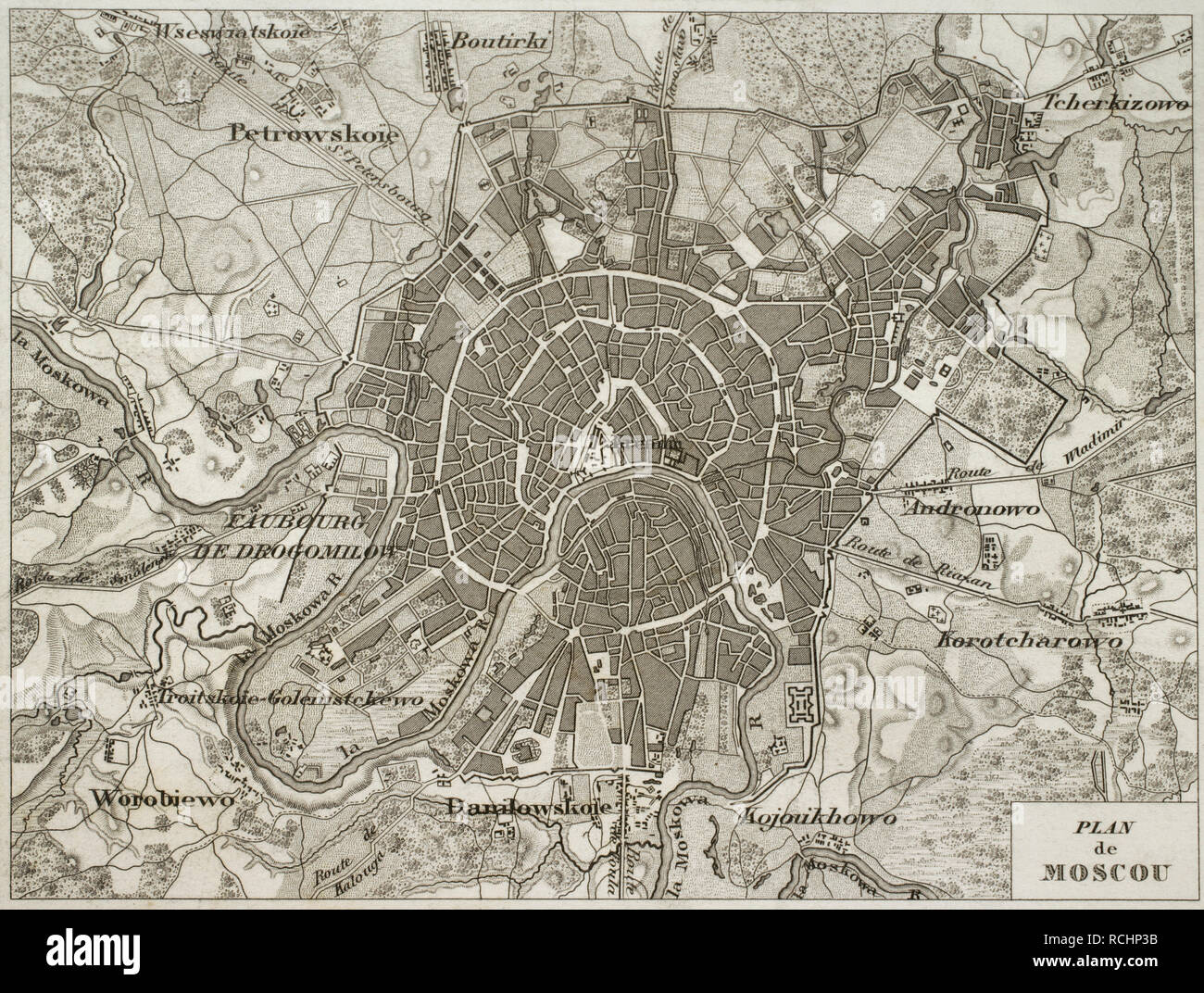 Napoleonic map. City of Moscow. Atlas de l'Histoire du Consulat et de l ...