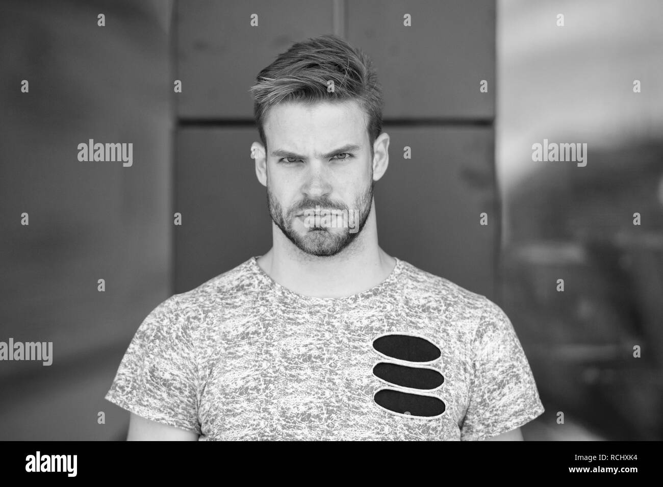 Metrosexual concept. Guy bearded attractive care about style and ...