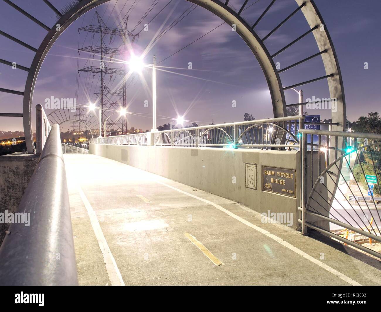 Alex Baum Bicycle Bridge looking south at night 2015-09-27 Stock Photo ...