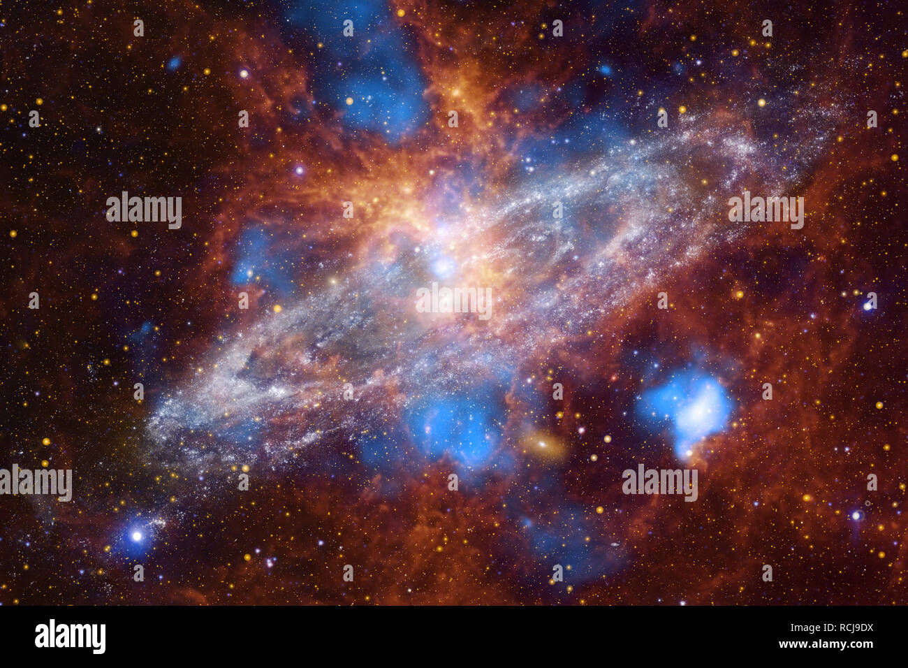 Beautiful galaxy and cluster of stars in the space night. Elements of ...