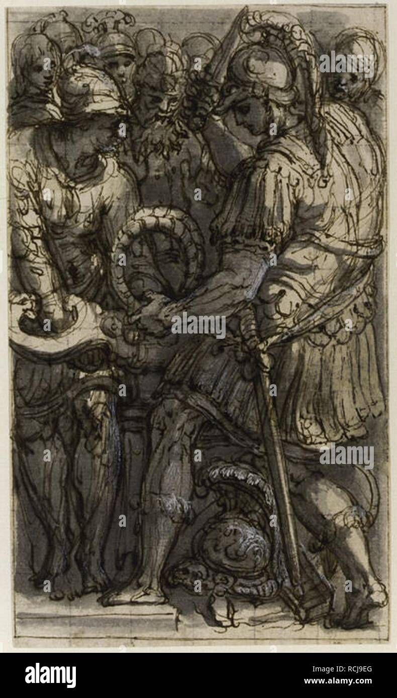 Alexander Cutting the Gordian Knot, Study for a Fresco in the Castel ...