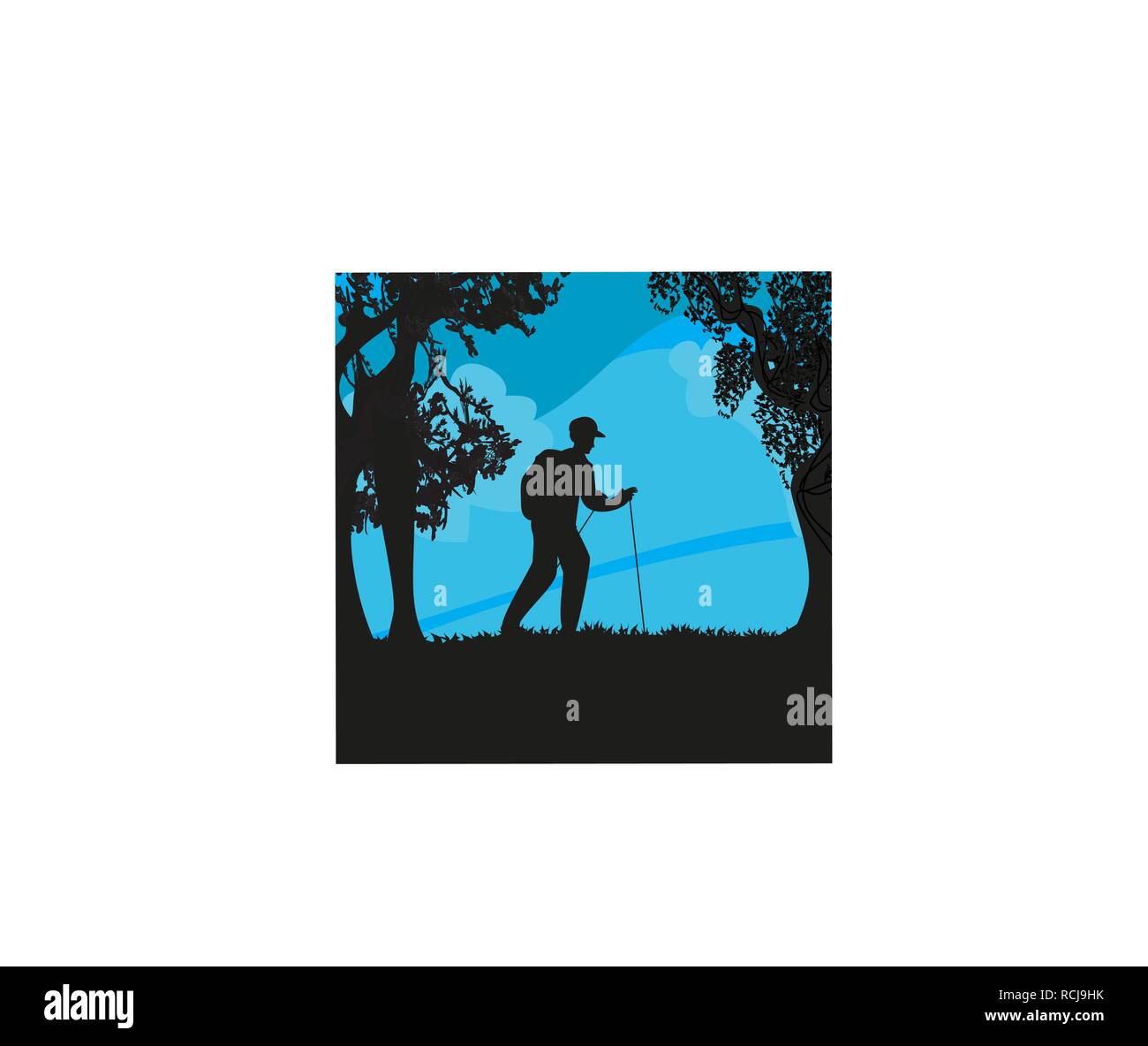 Nordic walking - active man exercising outdoor Stock Vector Image & Art ...