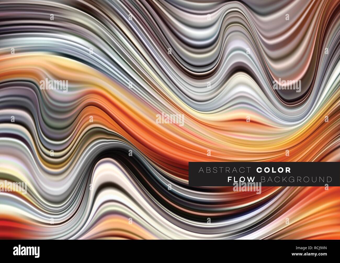 Modern colorful flow poster. Wave Liquid shape in black color ...
