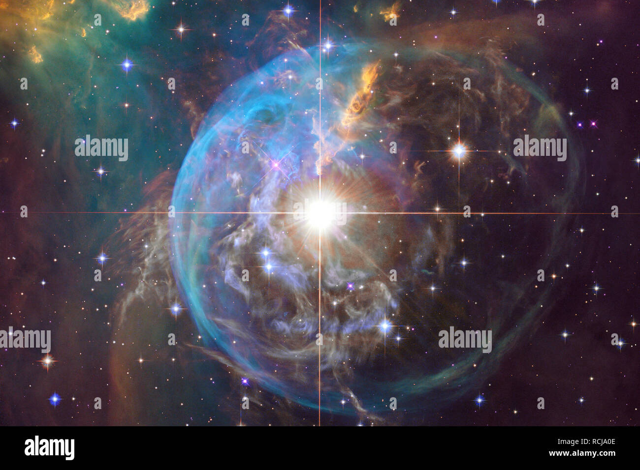 Cosmic landscape, colorful science fiction wallpaper with endless outer ...