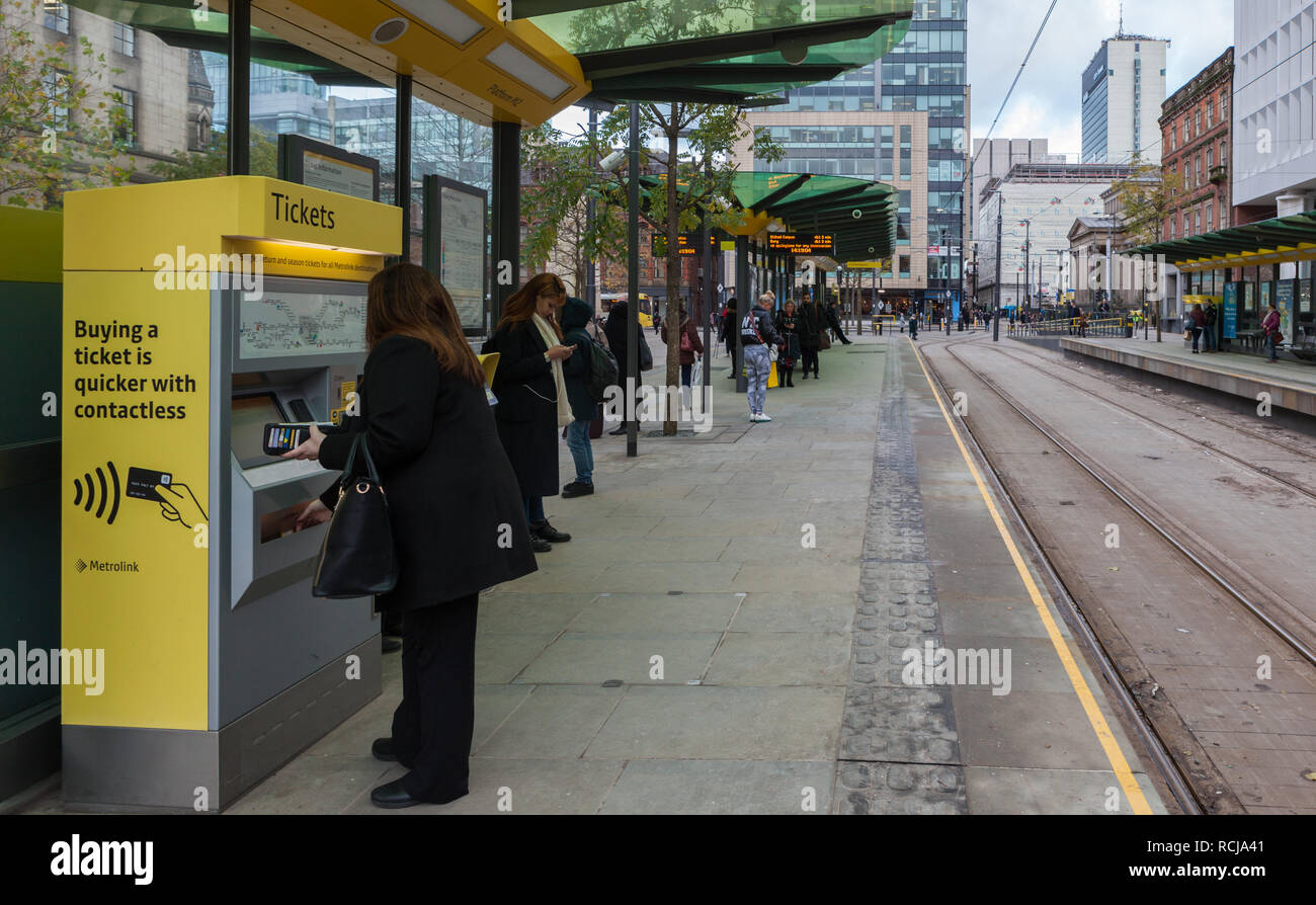 St Peter's Square Metrolink stop, Manchester Stock Photo - Alamy