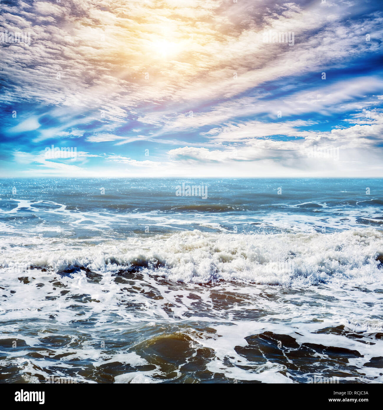Sky and tropical ocean background Stock Photo - Alamy