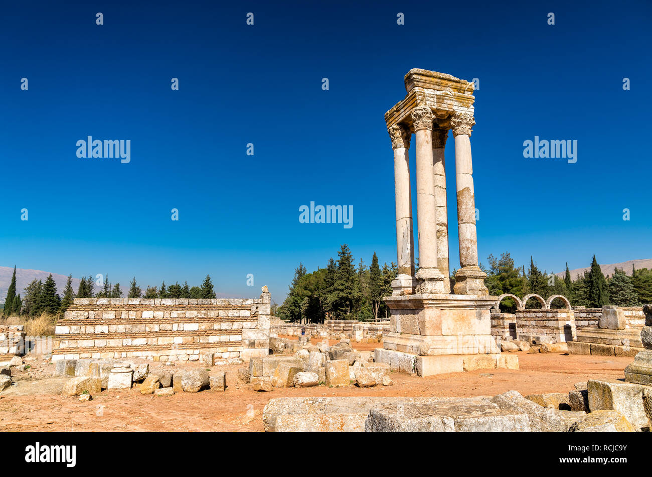 Ruins of the Umayyad citadel at Anjar. The Beqaa Valley, Lebanon Stock ...