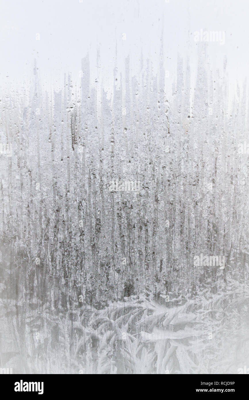 Frosty patterns on a frozen ice box in the early morning Stock Photo ...