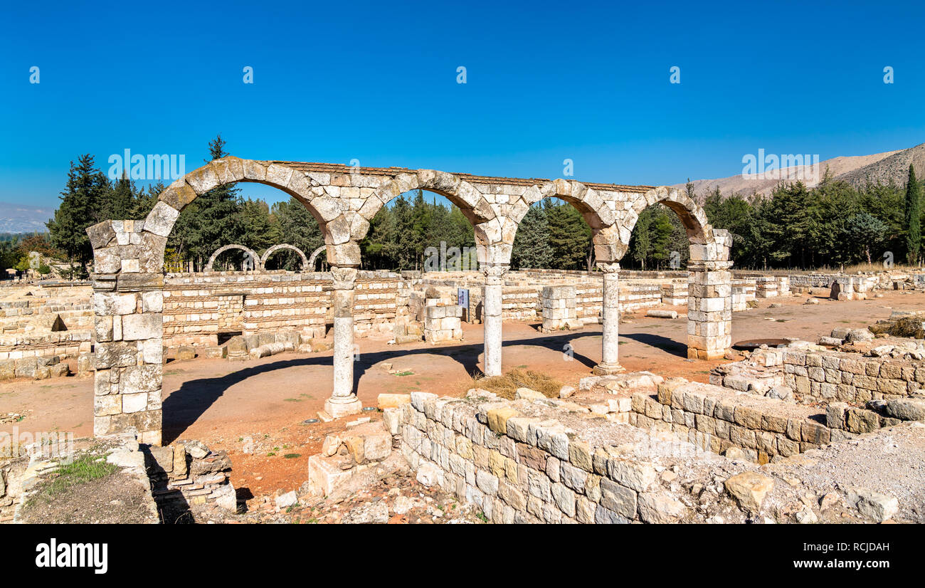 Ruins of the Umayyad citadel at Anjar. The Beqaa Valley, Lebanon Stock ...