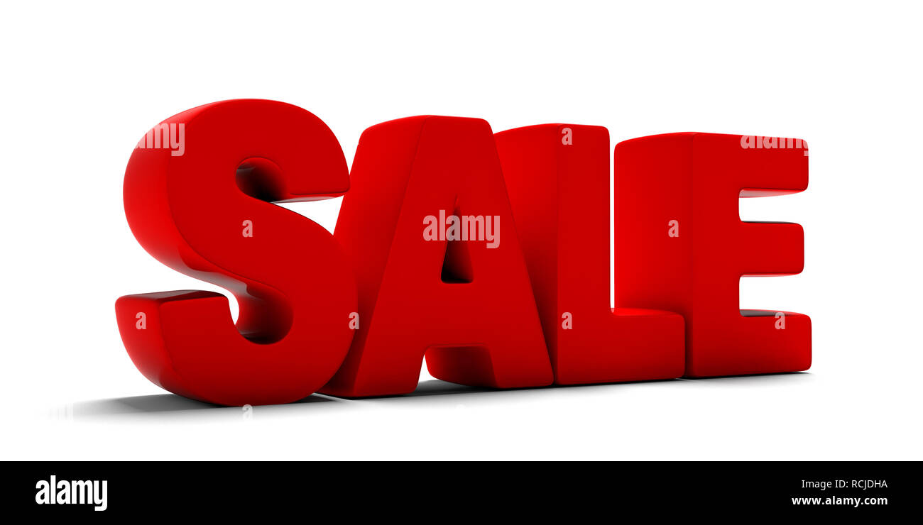 Sale concept. Text sale, big red letters isolated on white background ...