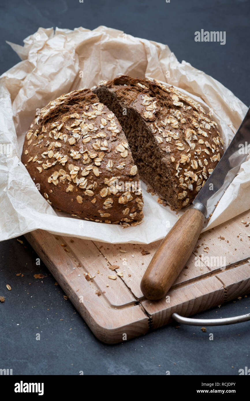 Baked bread on board in hi-res stock photography and images - Alamy
