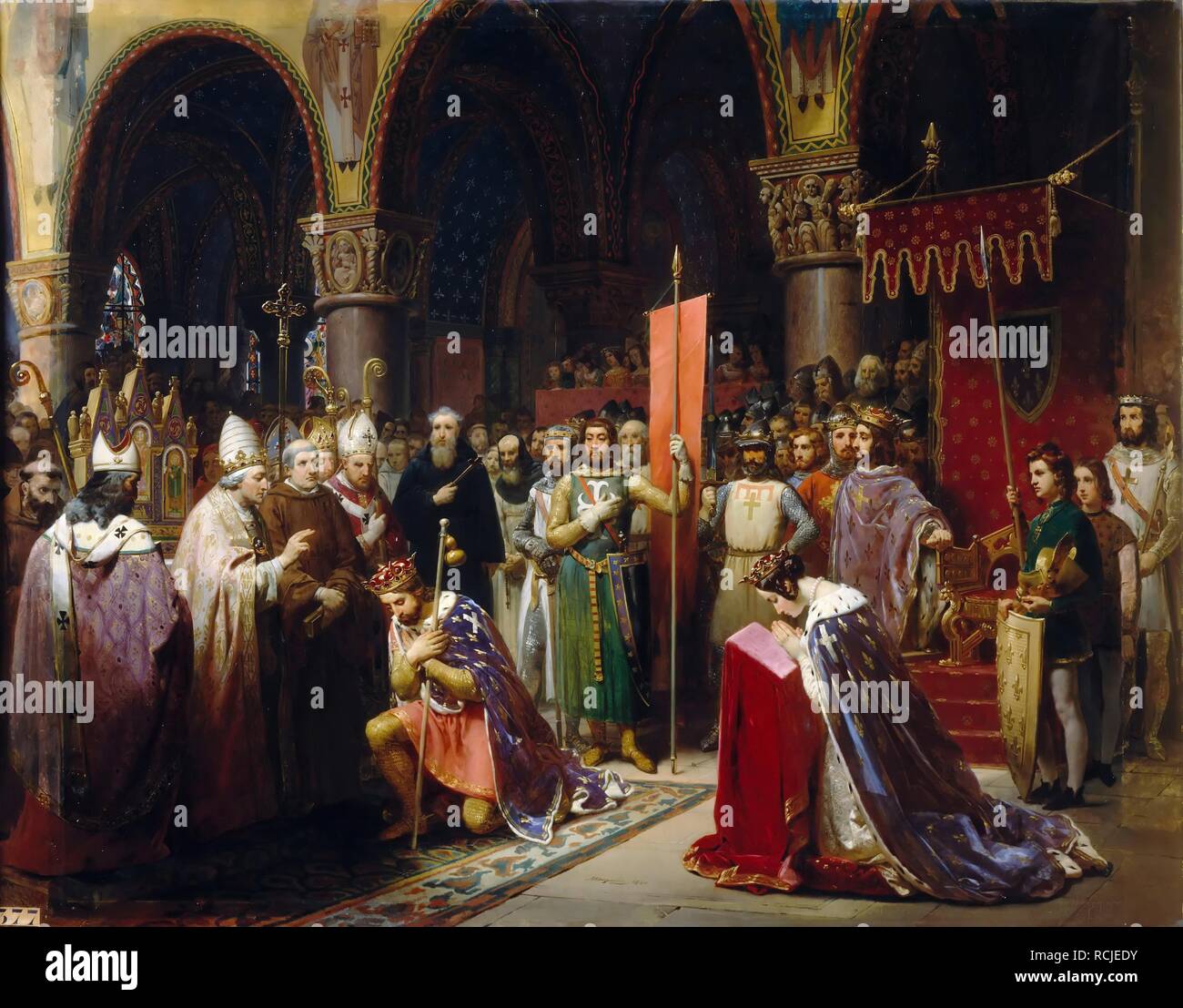 King Louis VII takes the standard at Saint-Denis. Museum: Musée de l ...