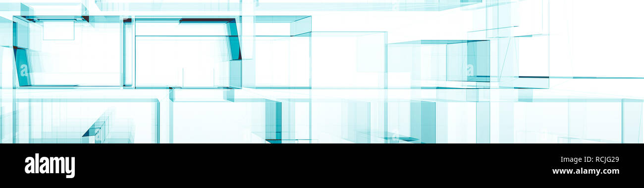 Abstract blue architecture 3d rendering Stock Photo - Alamy