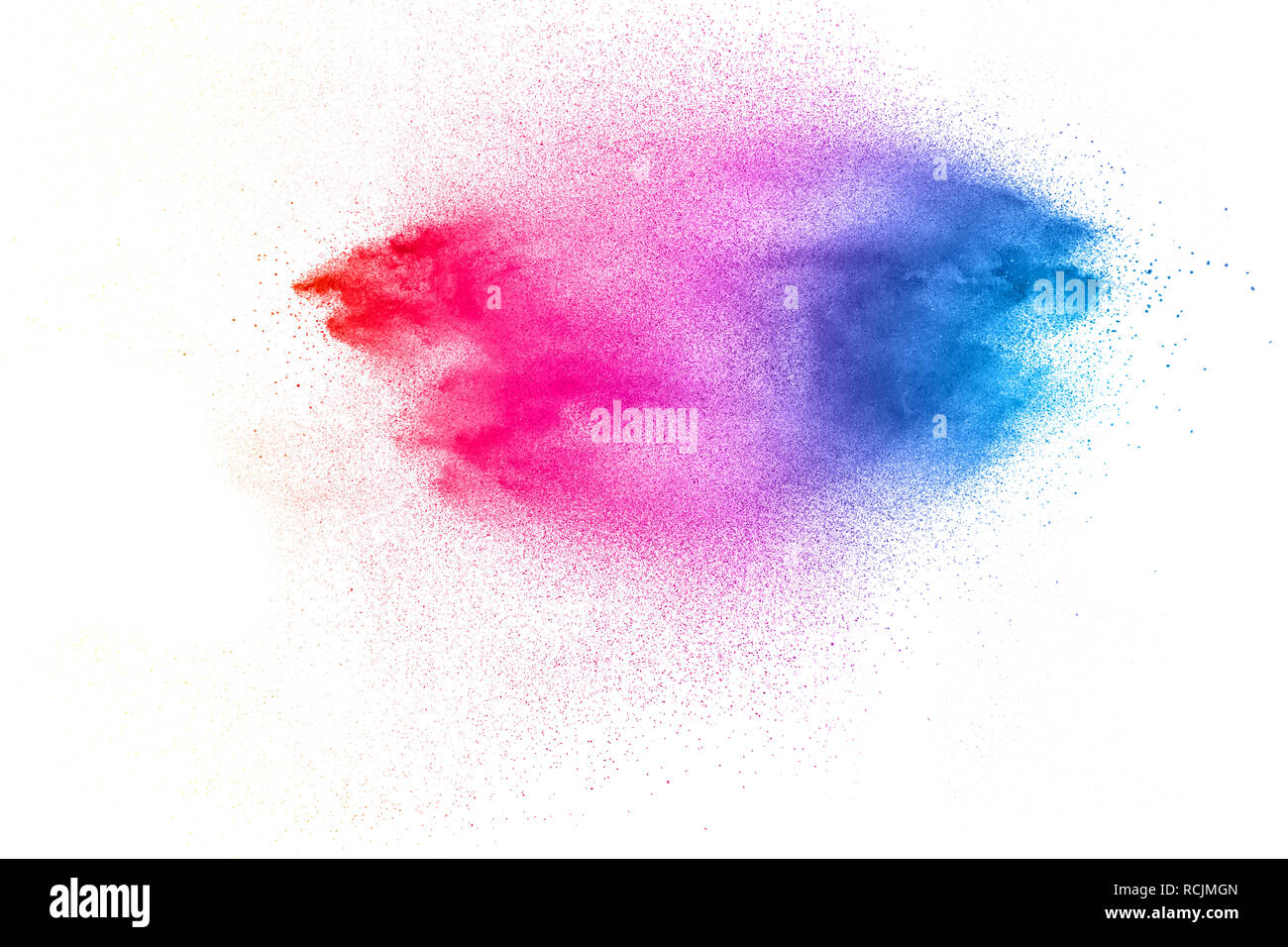 Color dust splash cloud on white background. Launched colorful ...