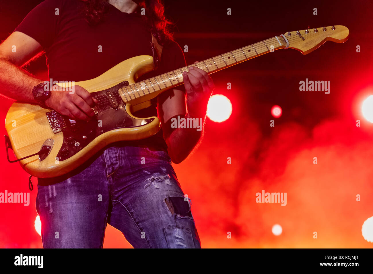 Thessaloniki, Greece - September 22, 2018: Bass player in action on ...