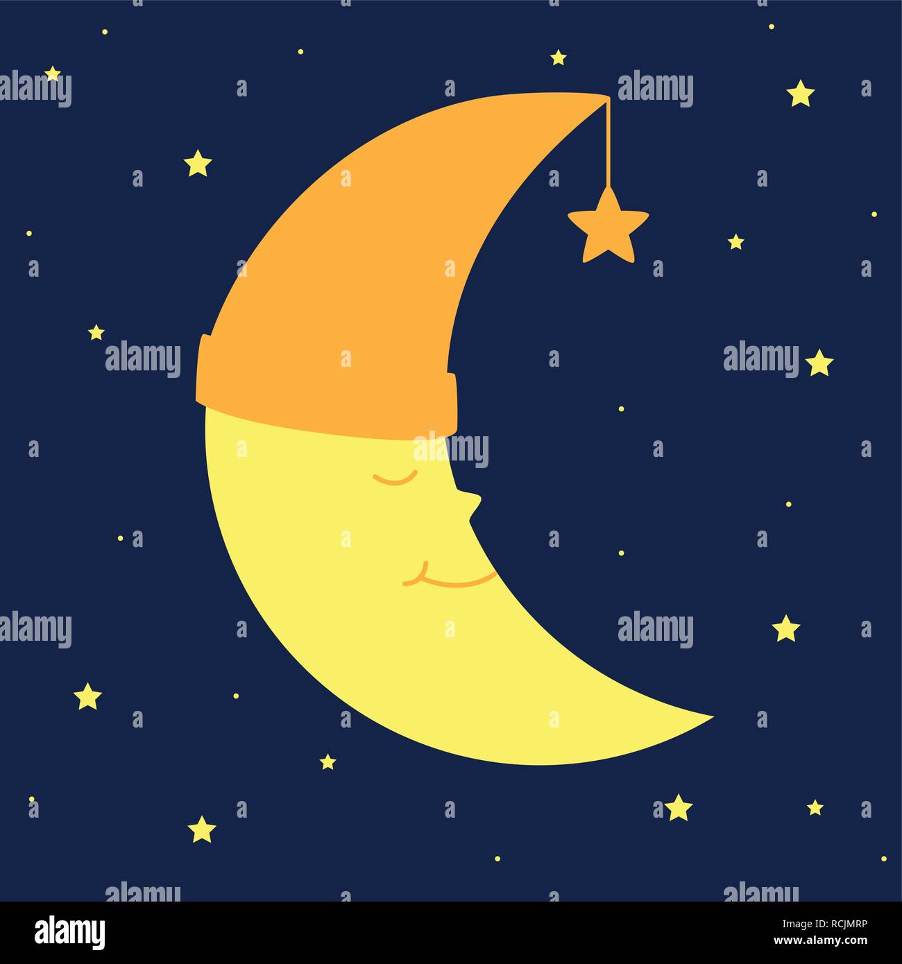 sleeping moon by starry sky vector illustration EPS10 Stock Vector ...