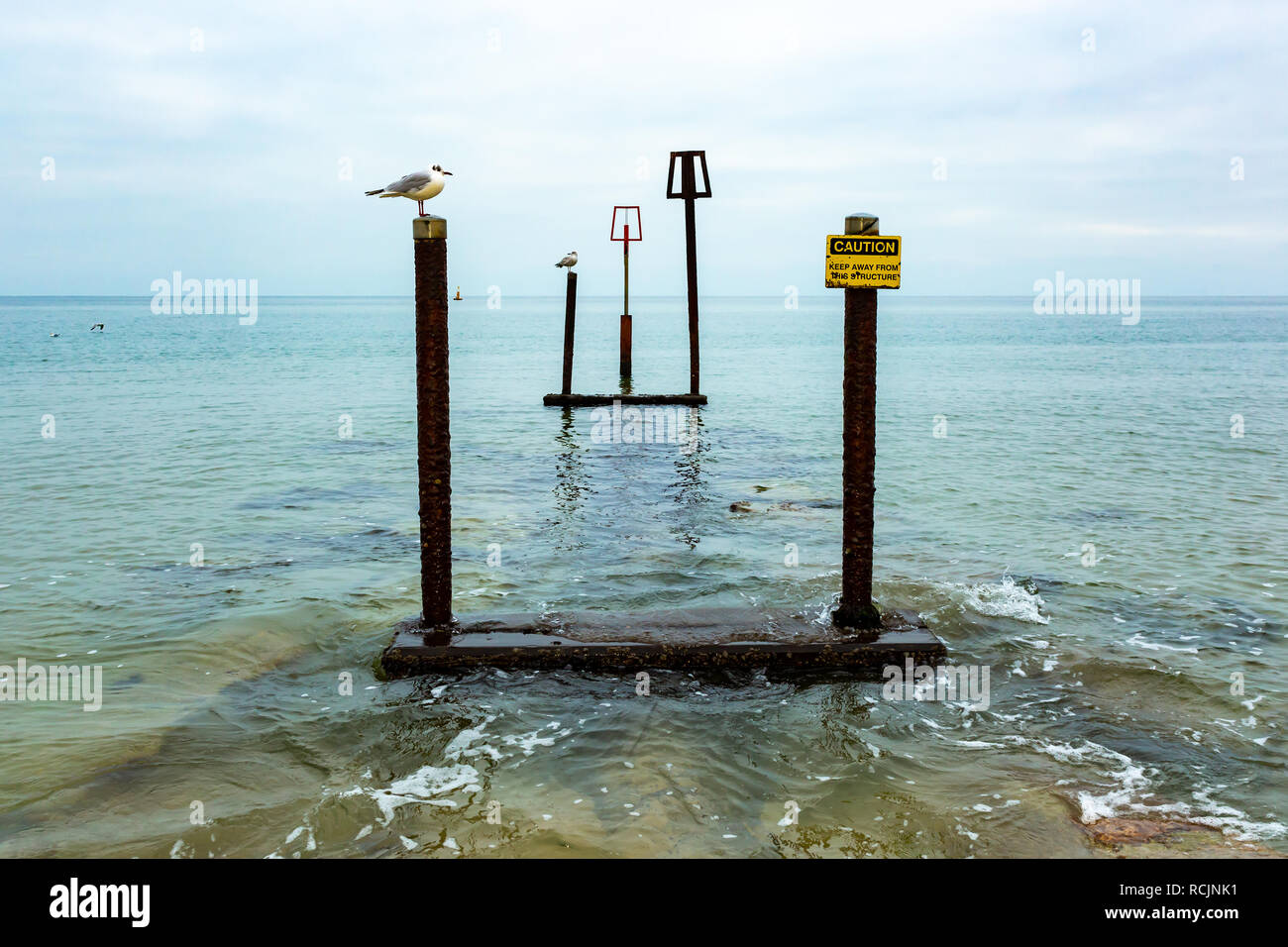 Landscape photograph taken from end of beach groyne at Sandbanks, Poole ...