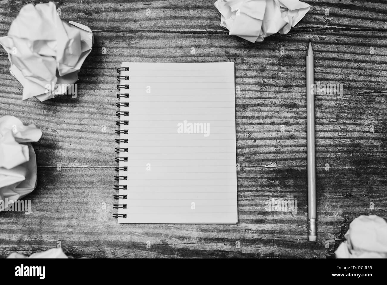 Crumpled paper desk Black and White Stock Photos & Images - Alamy