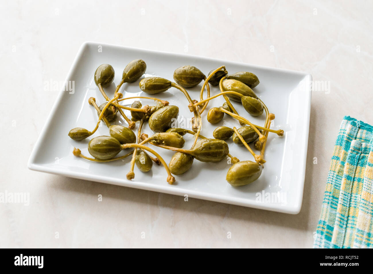 Pickled and Canned Capers Ready to Eat in Plate. Organic Food Stock ...