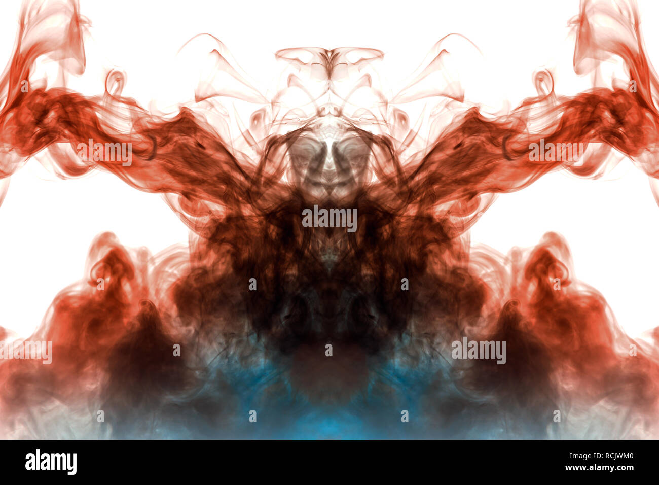 Mystical ghostly smoke pattern on a white background depicting several ...