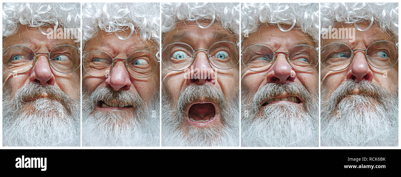 The different human emotions or emotional face of Santa Clause in ...