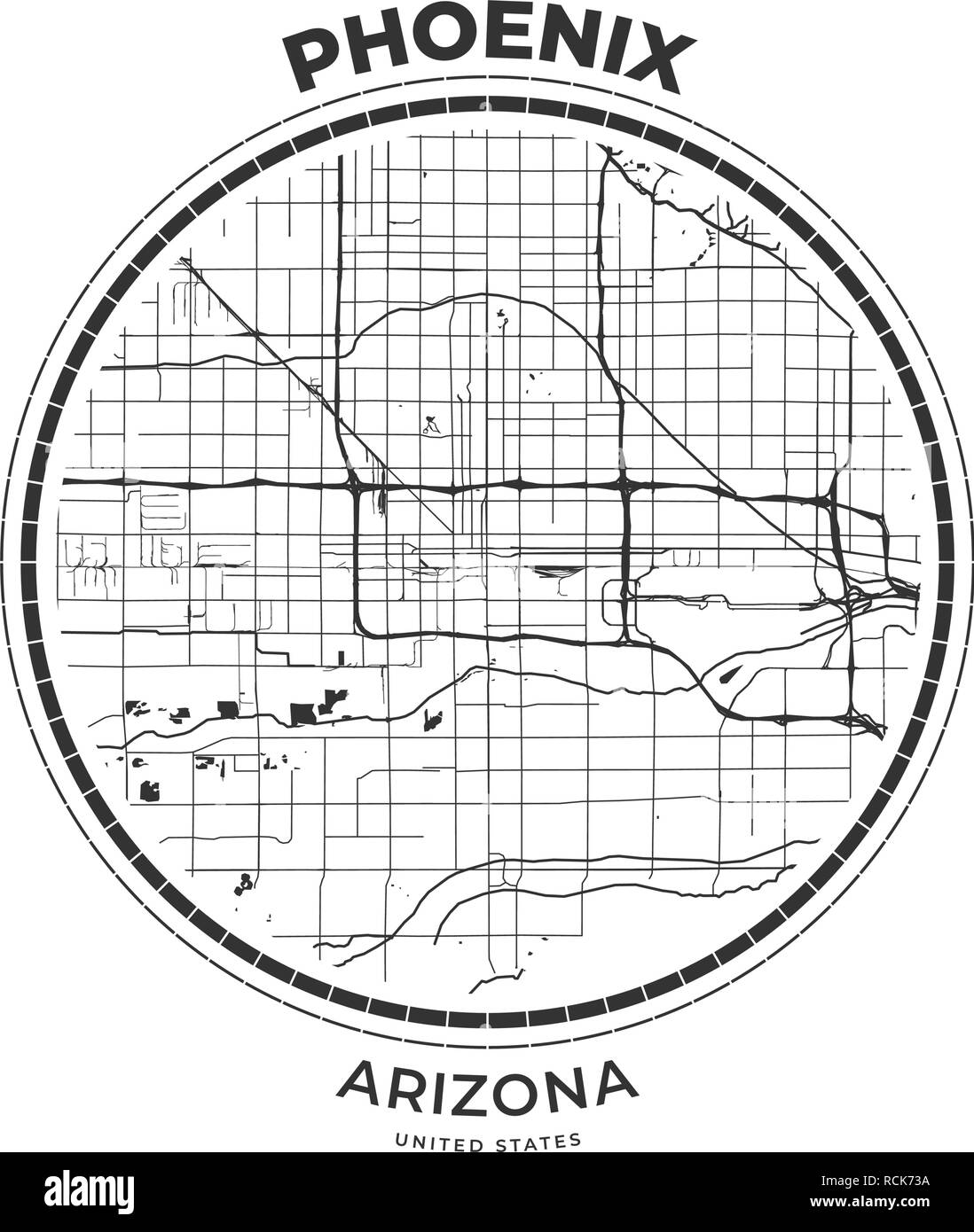 T-shirt map badge of Phoenix, Arizona. Tee shirt print typography label ...