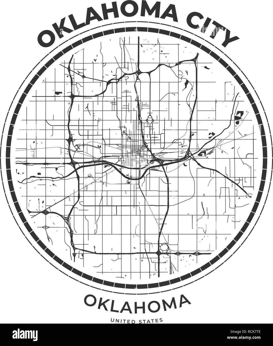 T-shirt map badge of Oklahoma City, Oklahoma. Tee shirt print ...