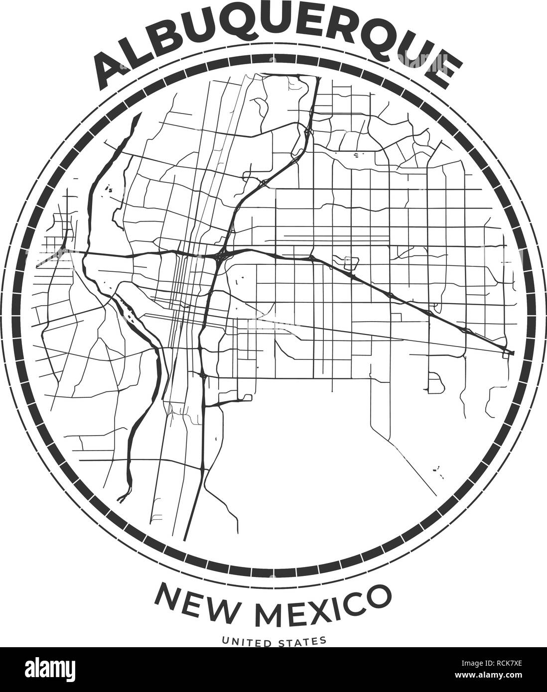 T-shirt map badge of Albuquerque, New Mexico. Tee shirt print ...