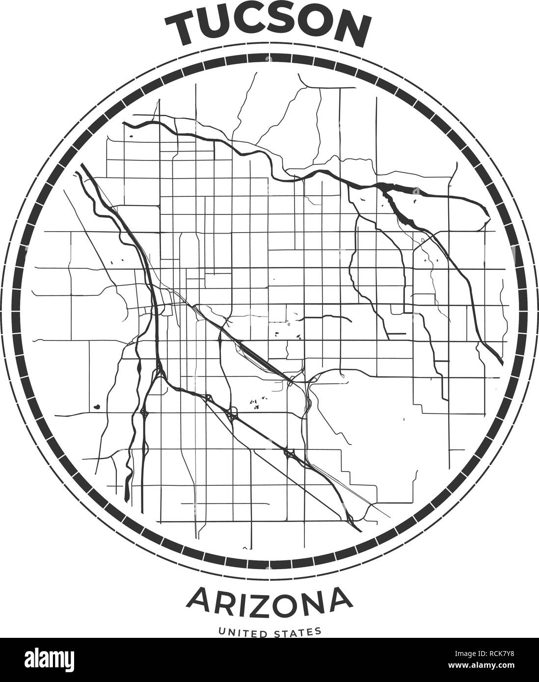 T-shirt map badge of Tucson, Arizona. Tee shirt print typography label ...