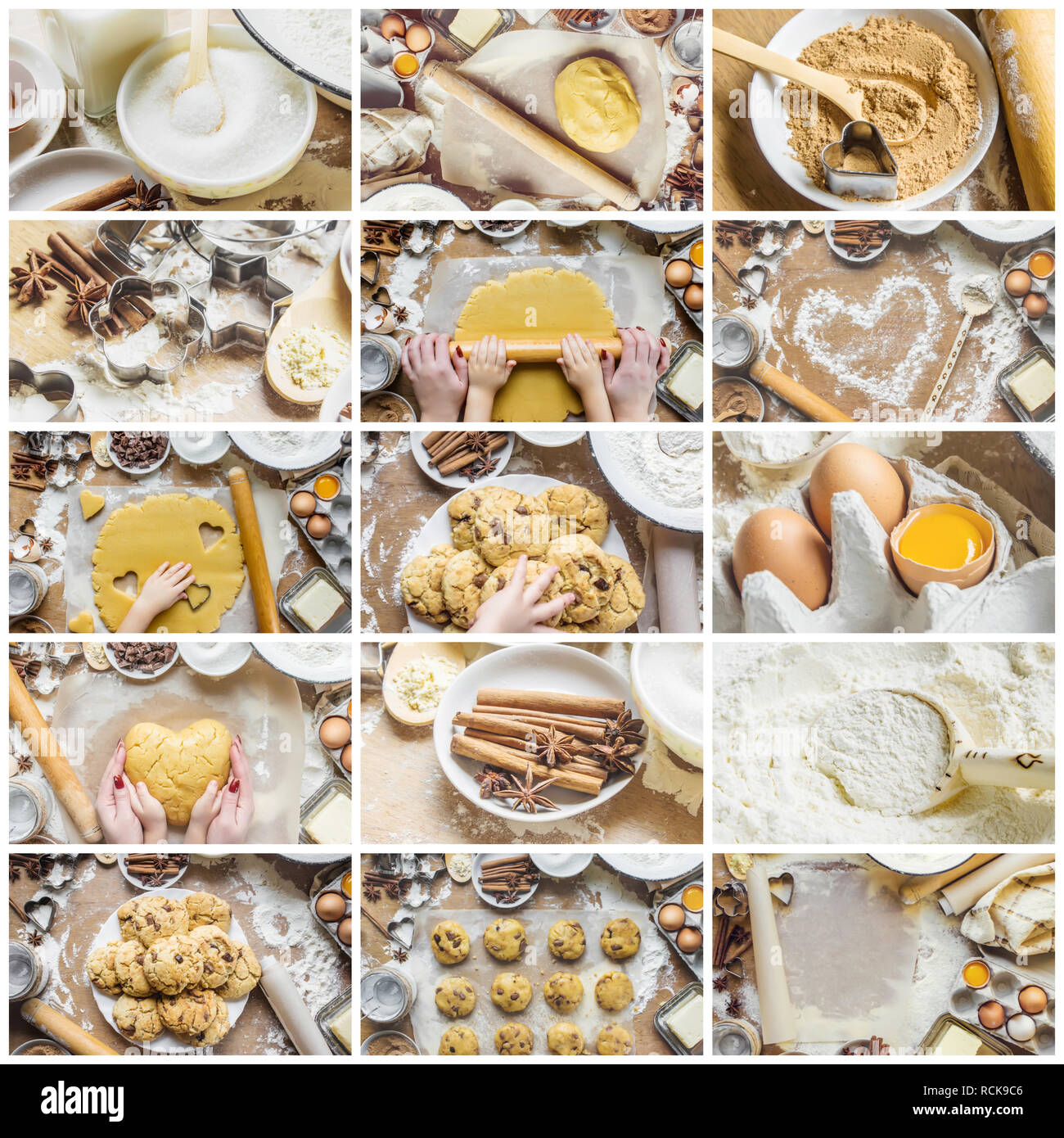 Collage Pastry, cakes, cook their own hands. Selective focus Stock ...