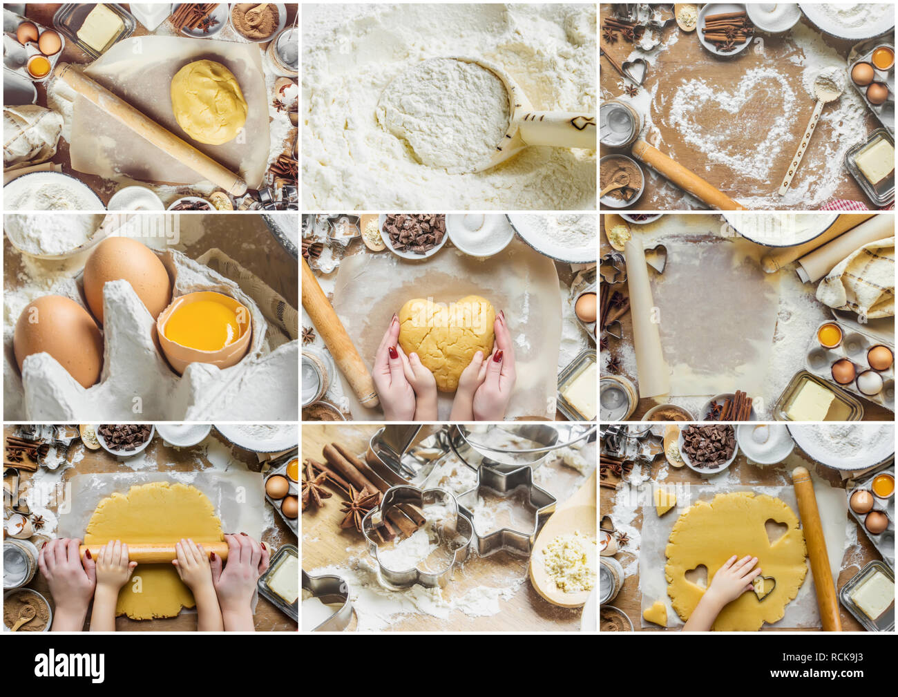 Collage Pastry, cakes, cook their own hands. Selective focus Stock ...