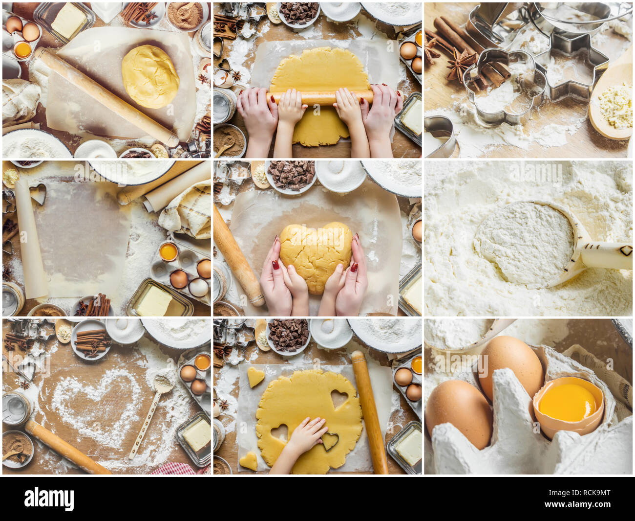 Collage Pastry, cakes, cook their own hands. Selective focus Stock ...