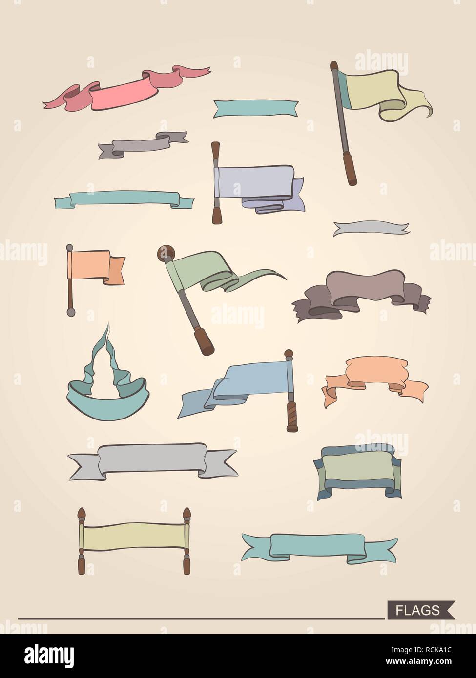 Set of flags and ribbons. Vector Illustration Stock Vector Image & Art ...