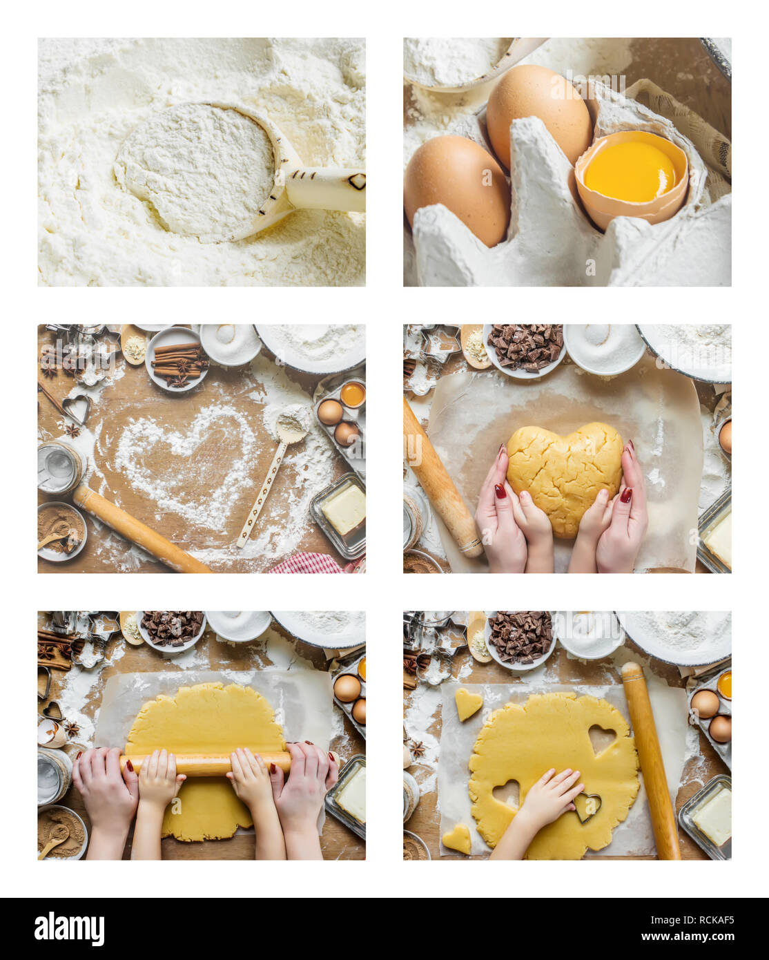 Collage Pastry, cakes, cook their own hands. Selective focus Stock ...