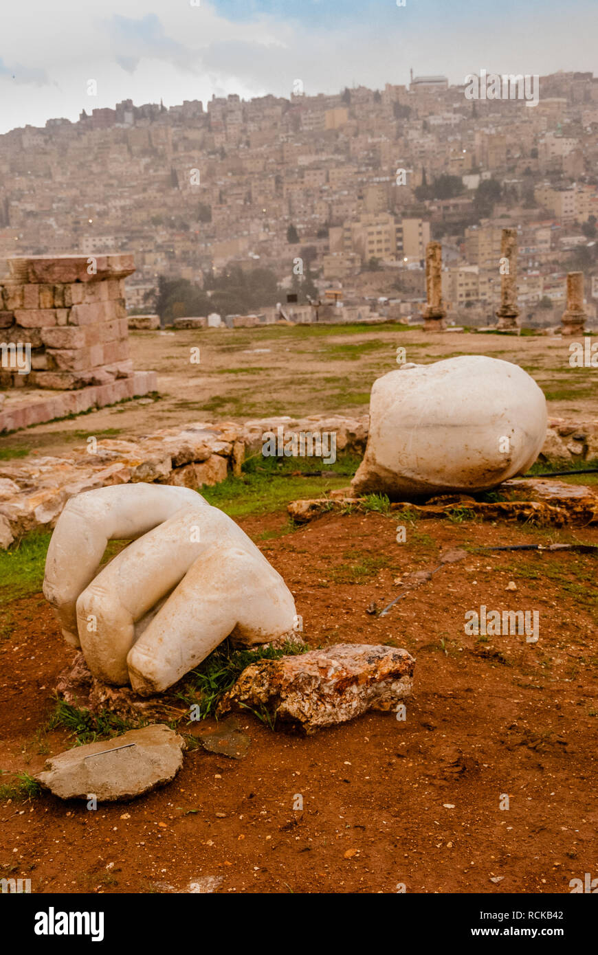 Hand of roman Hercules statue in the Citadel Hill of Amman, Jordan ...