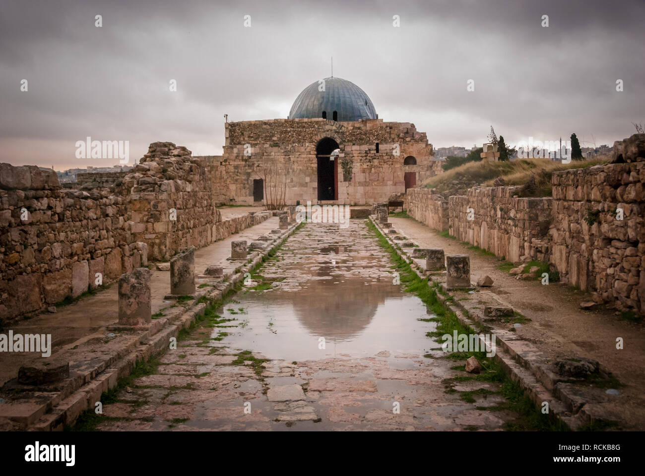 View of the monumental gateway of the Umayyad Palace in the Amman ...