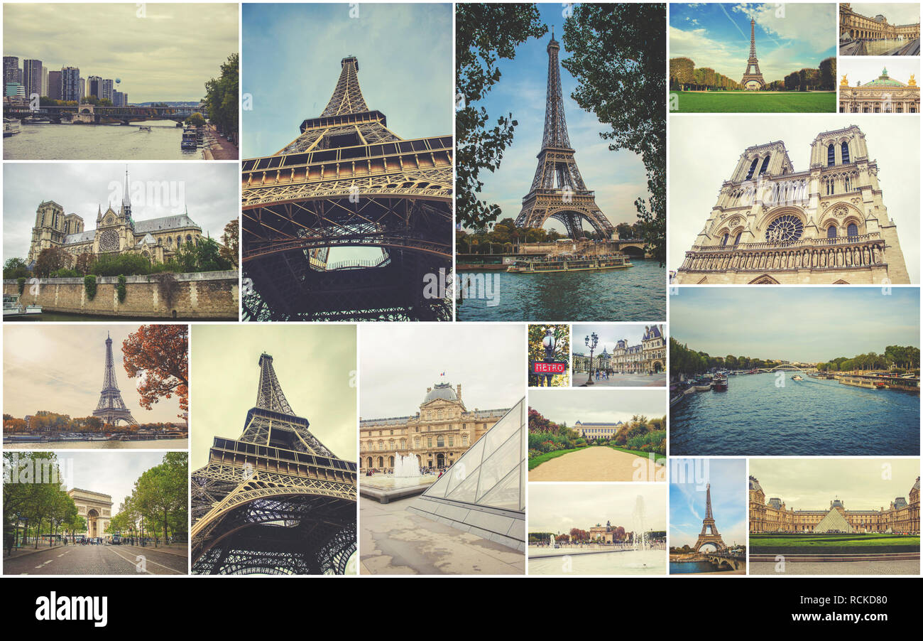 Collage France Paris. Selective focus. nature city Stock Photo - Alamy