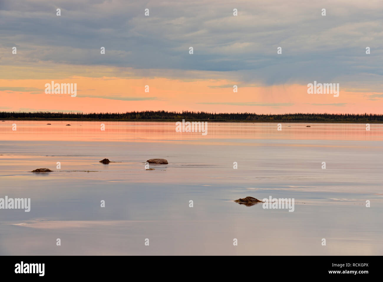 Mackenzie River at dusk, Fort Providence, Northwest Territories, Canada ...