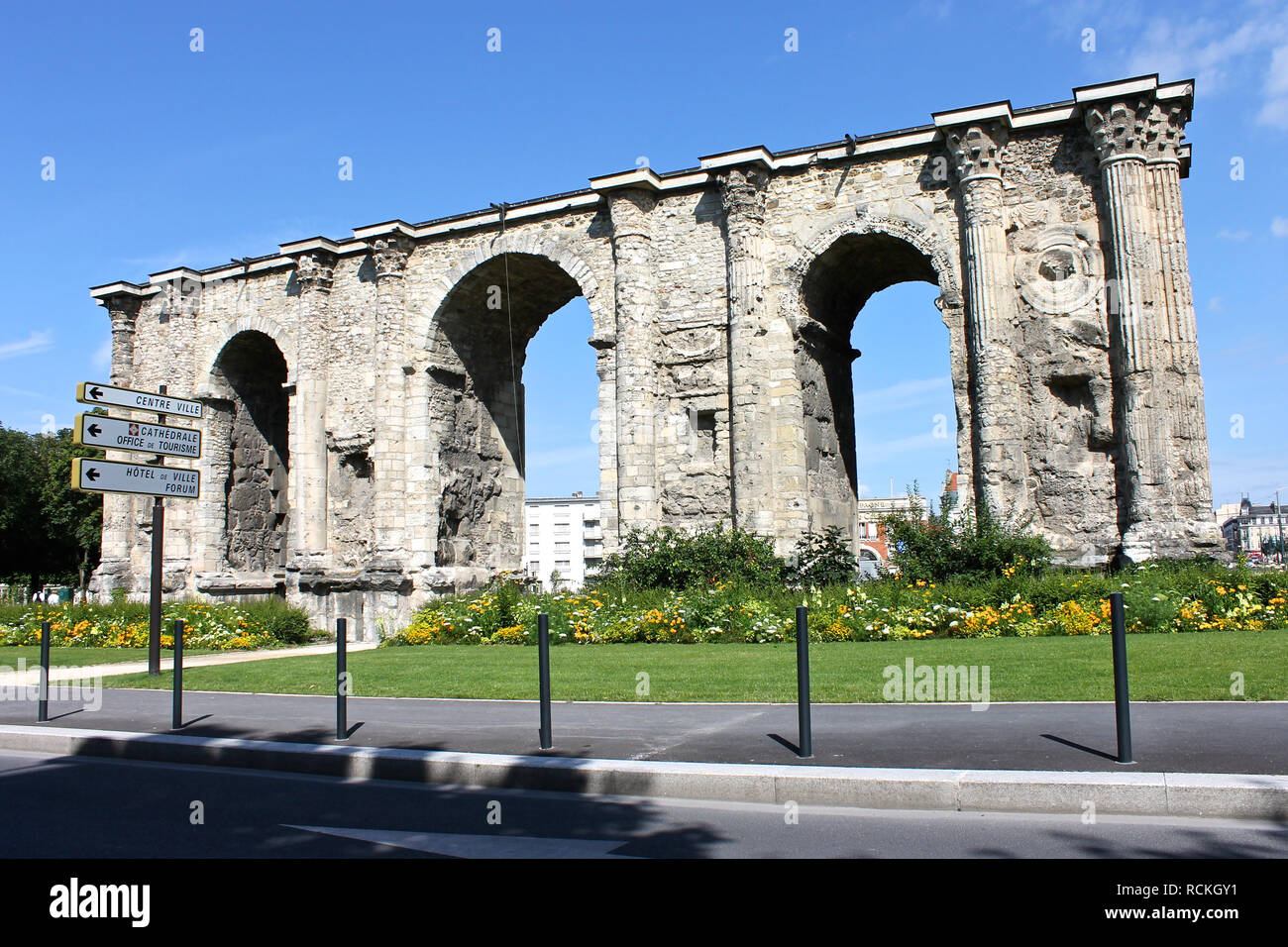 Reims, France. The Porte de Mars, an ancient Roman triumphal arch that ...