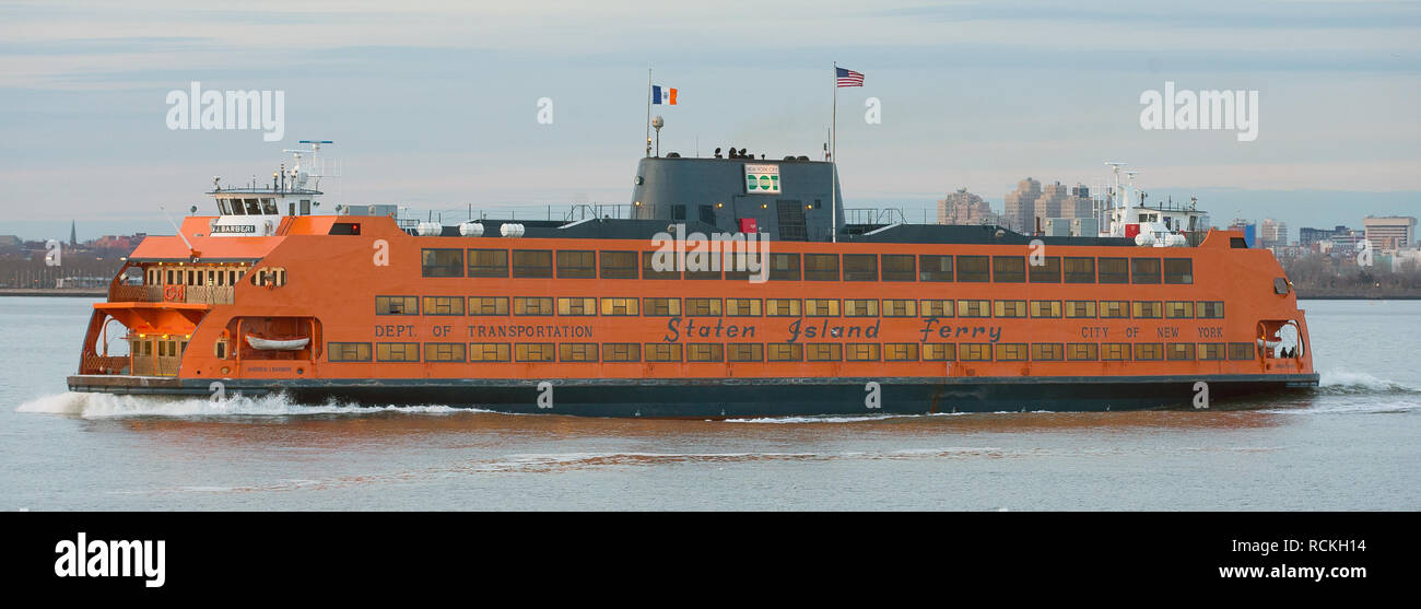 The MV Andrew J. Barberi Staten Island Ferry travels from Manhattan to ...