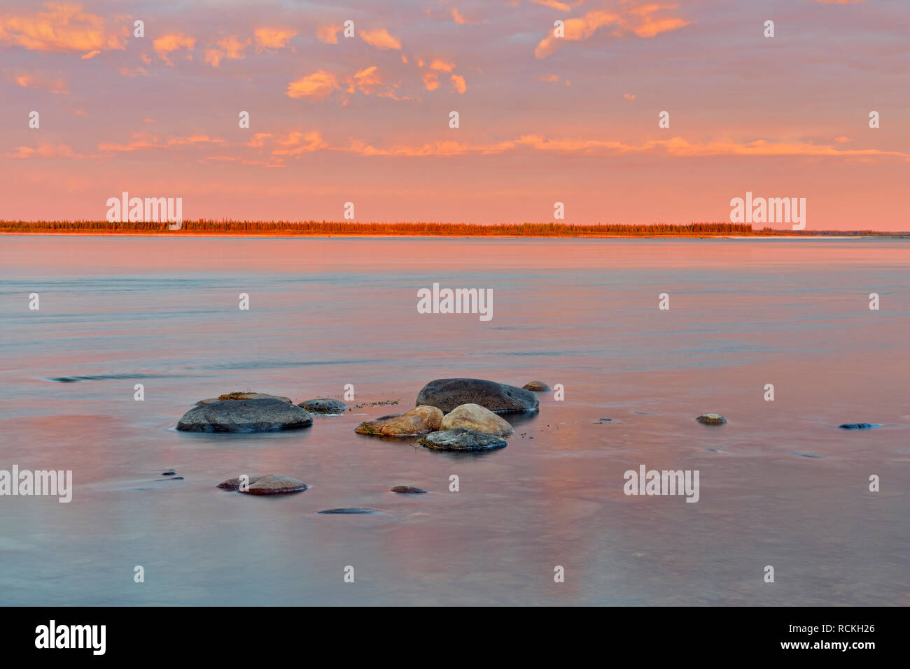 Mackenzie River at dawn, Fort Providence, Northwest Territories, Canada ...
