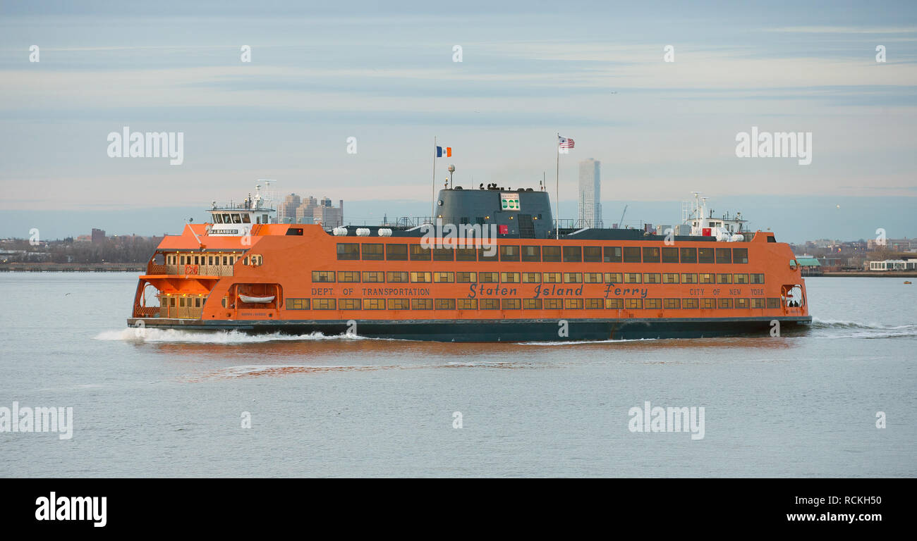 The MV Andrew J. Barberi Staten Island Ferry travels from Manhattan to ...