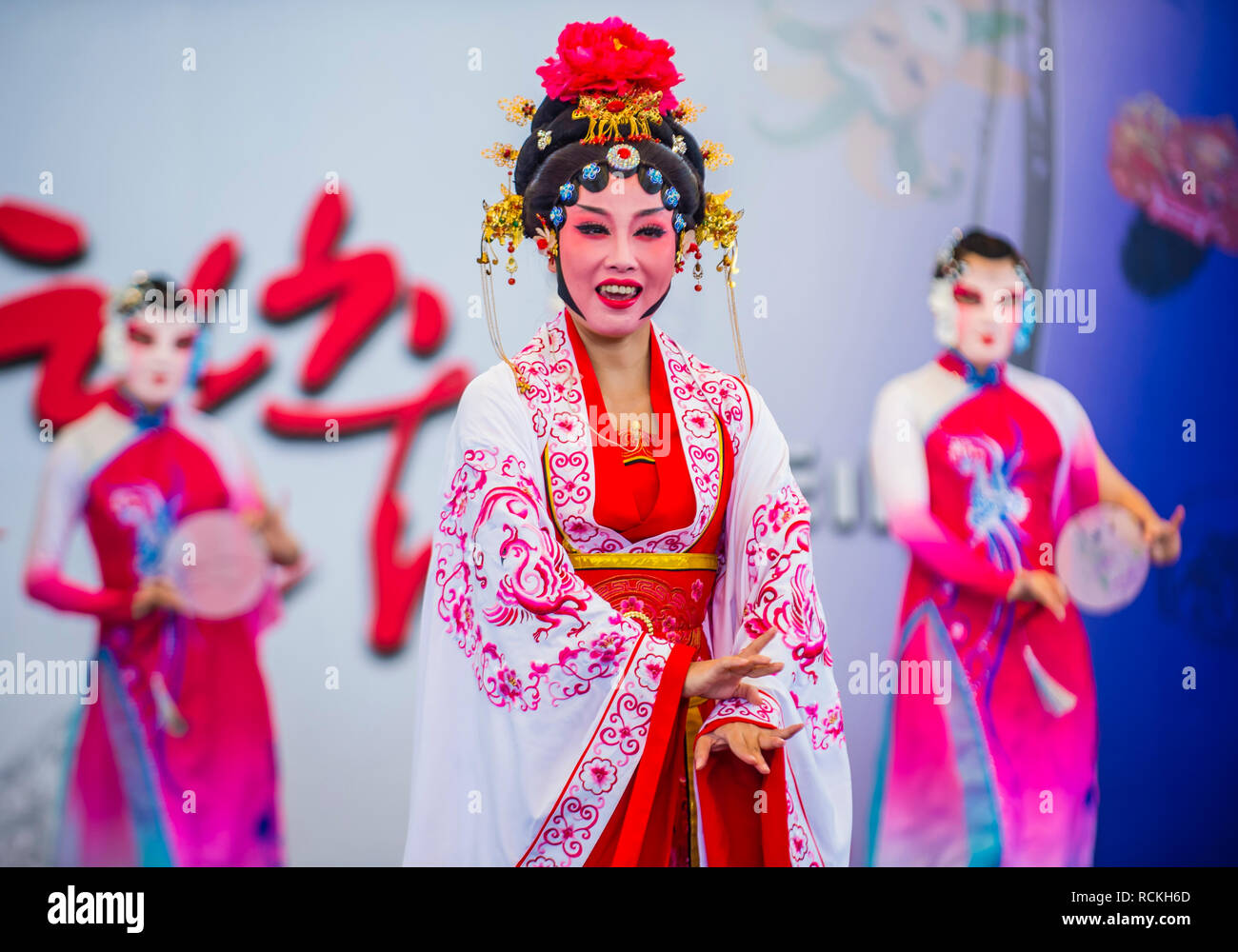 Dancers from Ningbo City’s Yinzhou Yueju Performance Group perform at ...
