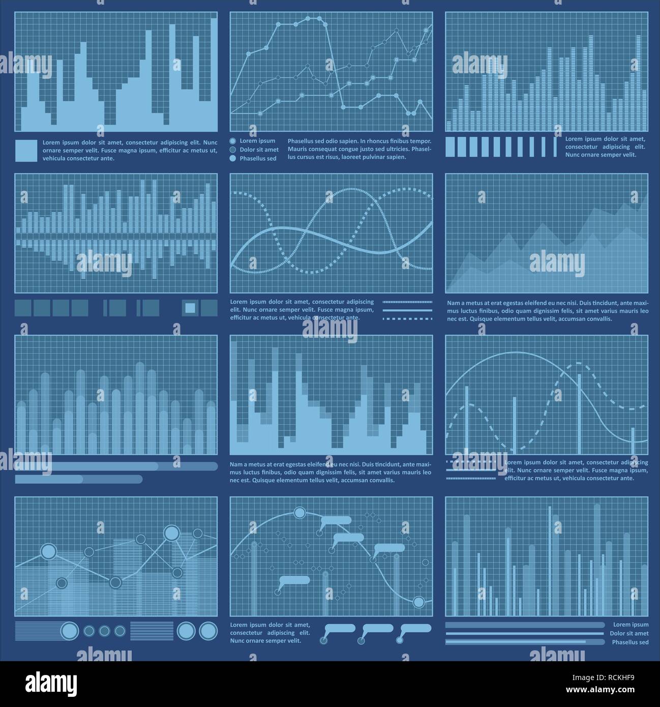 Graphs And Charts Set Statistic And Data Information Infographic