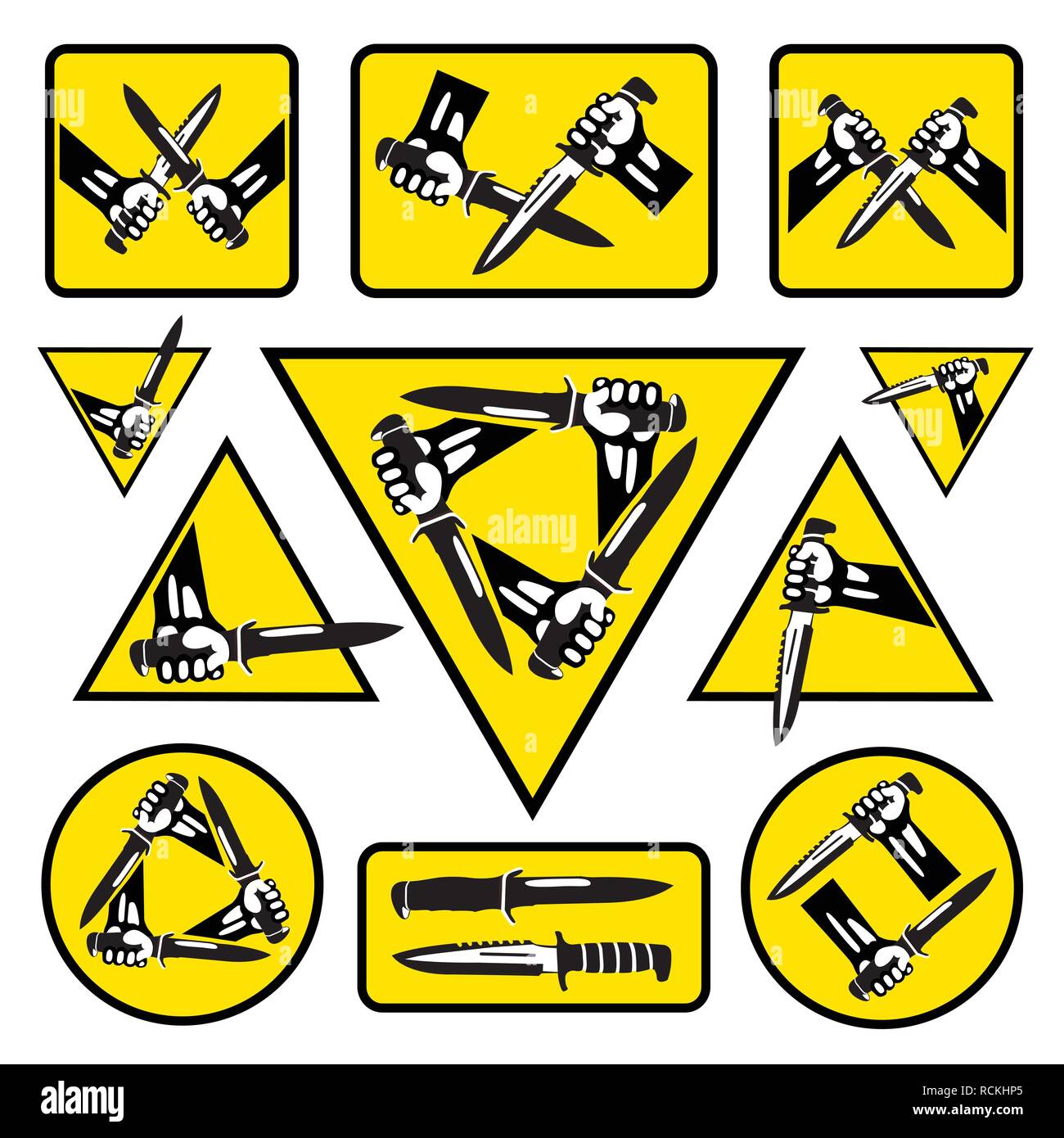 Set hands with knives. Retro styled vector icons Stock Vector Image ...