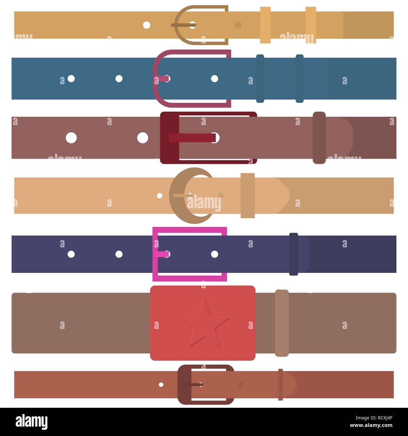 Set of different colored belts isolated on white background. Male ...