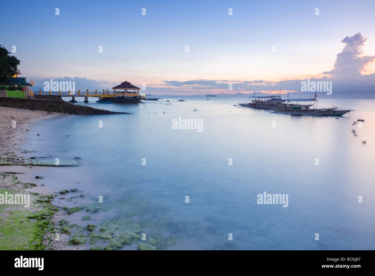 Sunset view of the Moalboal beach famous diving and snorkeling spot in ...