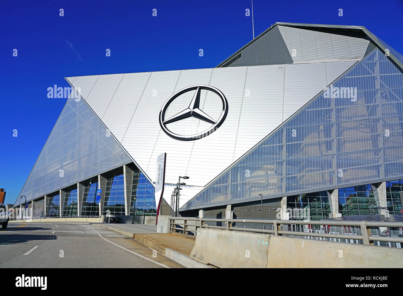 View of the Mercedes-Benz Stadium, a multi-purpose sports arena in ...