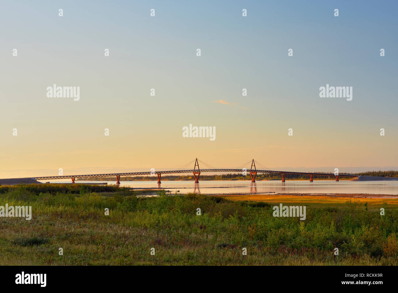 Deh Cho Bridge at dawn, Fort Providence, Northwest Territories, Canada ...